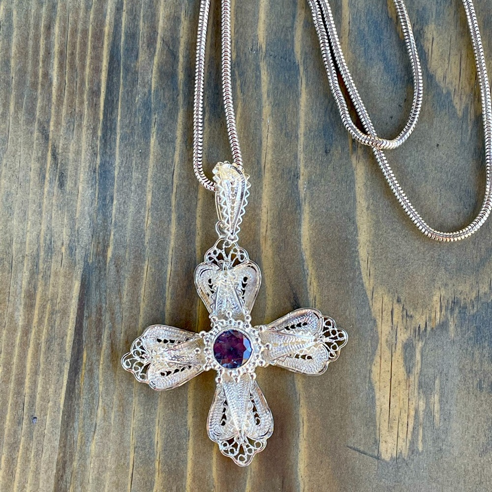 Vintage Silver Filigree Victorian Cross - Gem